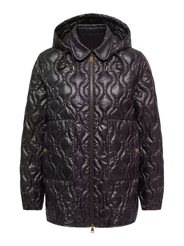 Moncler Midi Balette Down Jacket With Geometric Quilting - Black