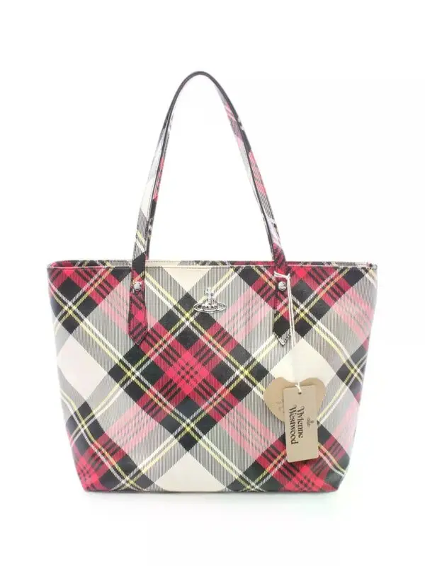VIVIENNE WESTWOOD Tartan Pattern Tote Bag - Pink