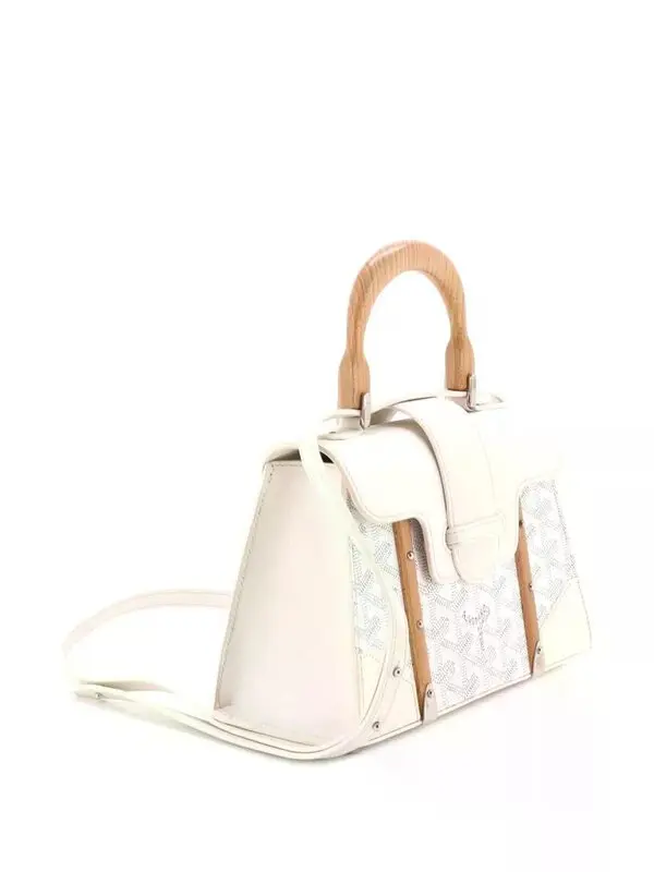 Goyard Structured Saigon Top Handle Bag Coated Canvas With Leather Mini Satchel - White