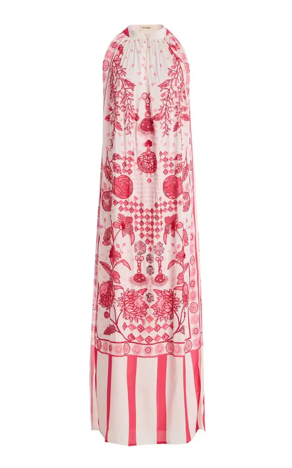 Verandah Exclusive Sundowner Hand-beaded Maxi Dress - Pink