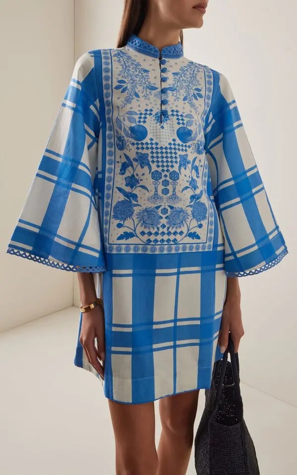 Verandah Cotton-blend Mini Kaftan Dress