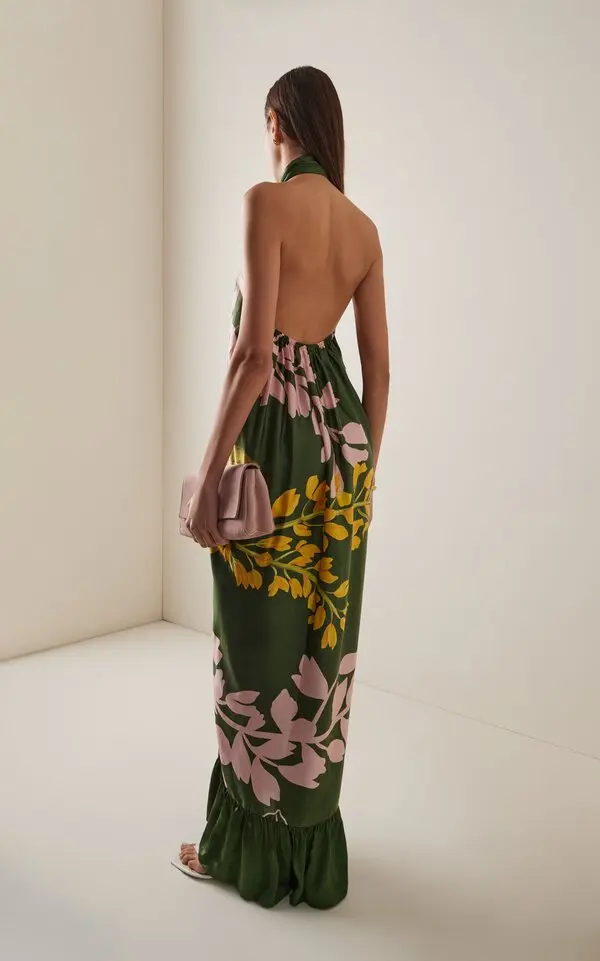 Verandah Halter Satin Maxi Dress