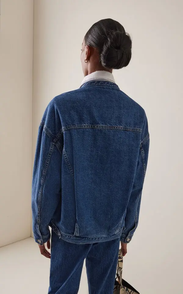 TWP Dawson Oversized Denim Jacket With Band Collar