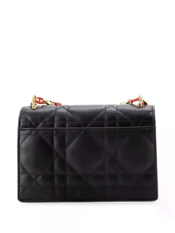 Dior Miss Caro Flap Bag Cannage Quilt Calfskin Mini Crossbody Bag - Black