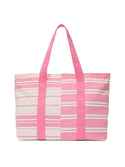 Victoria's Secret Heritage Stripe Canvas Tote Bag - Print