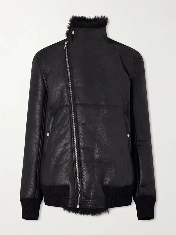 Rick Owens Hollywood Flight Shearling Jacket - Black