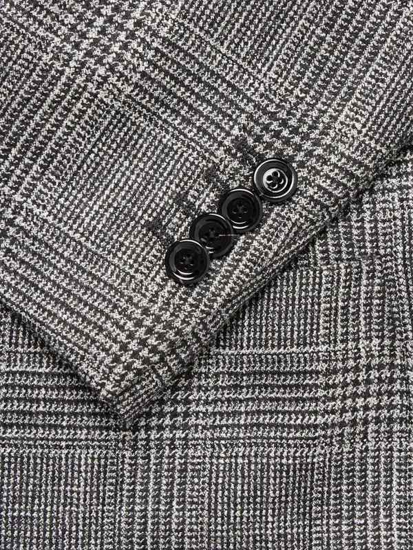 LARDINI Prince Of Wales Checked Wool, Silk And Cashmere-blend Blazer