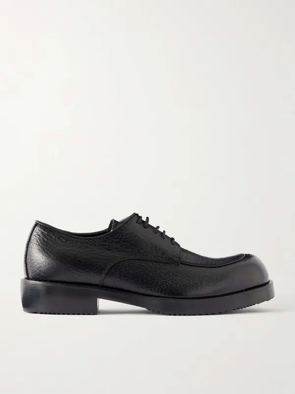 Dries Van Noten Textured-leather Derby Shoes - Black