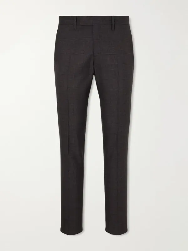 LARDINI Prince Of Wales Checked Wool Trousers - Brown
