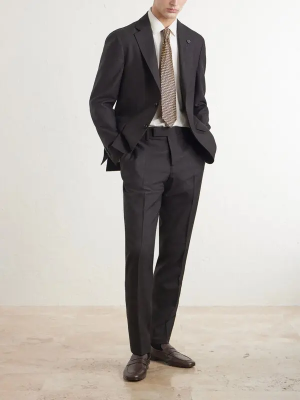 LARDINI Prince Of Wales Checked Wool Trousers