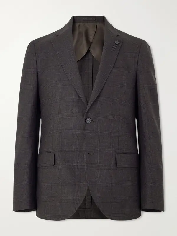 LARDINI Prince Of Wales Checked Wool Blazer - Brown