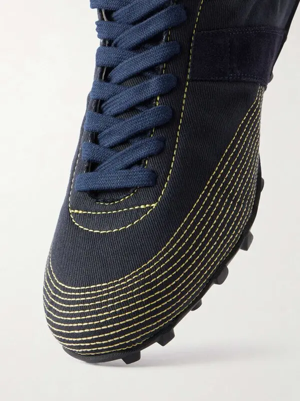 MAISON MARGIELA Leather And Suede-trimmed Cotton-twill Sneakers