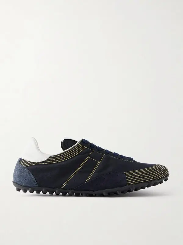 MAISON MARGIELA Leather And Suede-trimmed Cotton-twill Sneakers - Black