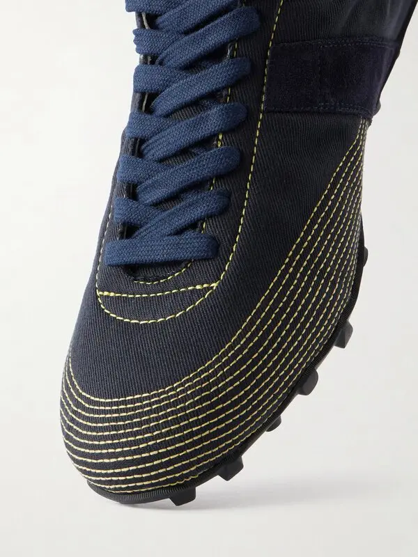 MAISON MARGIELA Leather And Suede-trimmed Cotton-twill Sneakers