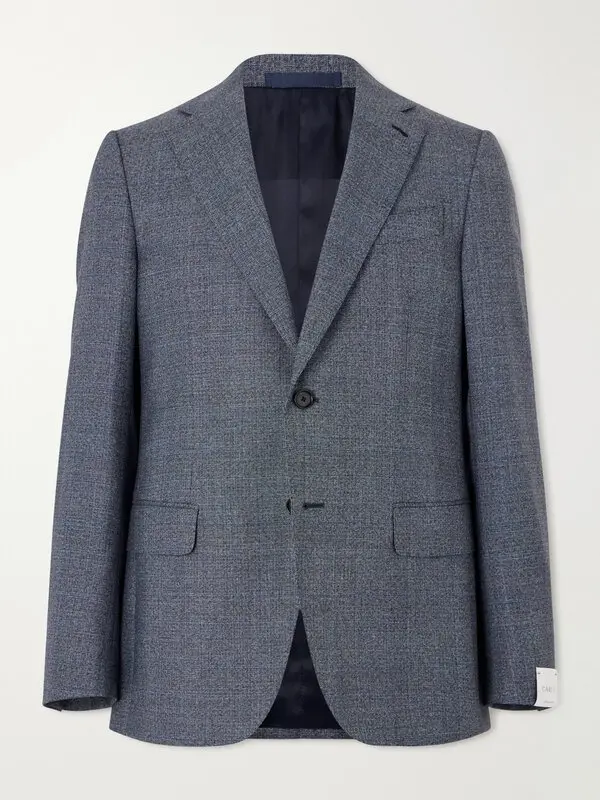Caruso Prince Of Wales Wool Suit Jacket - Blue