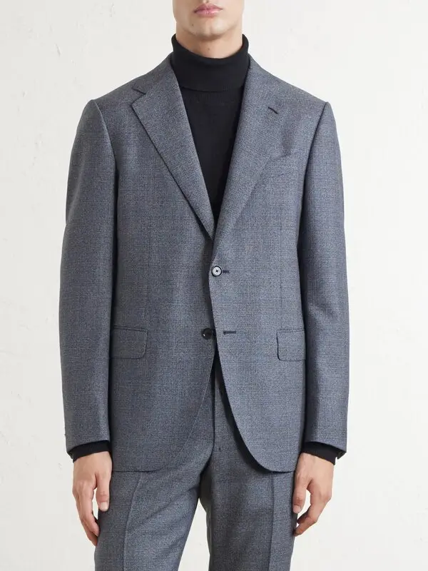 Caruso Prince Of Wales Wool Suit Jacket