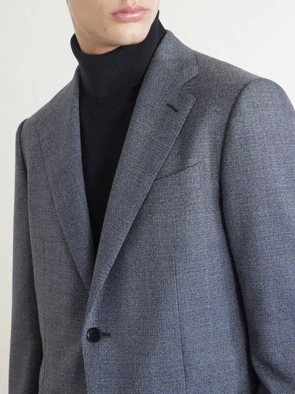 Caruso Prince Of Wales Wool Suit Jacket