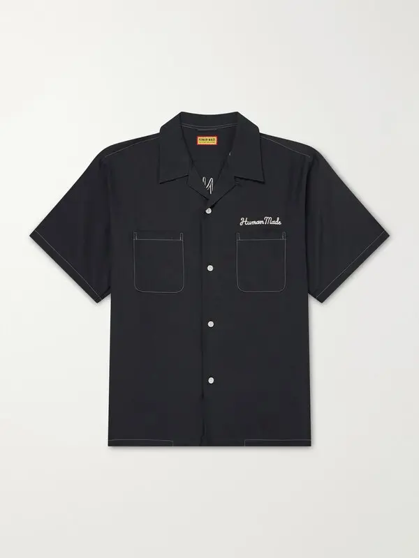 HUMAN MADE Souvenir Logo-embroidered Poplin Shirt - Black