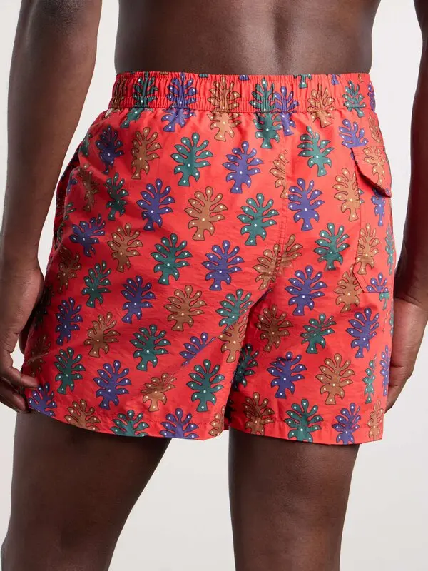 DRAKE'S Straight-leg Mid-length Printed Swim Shorts