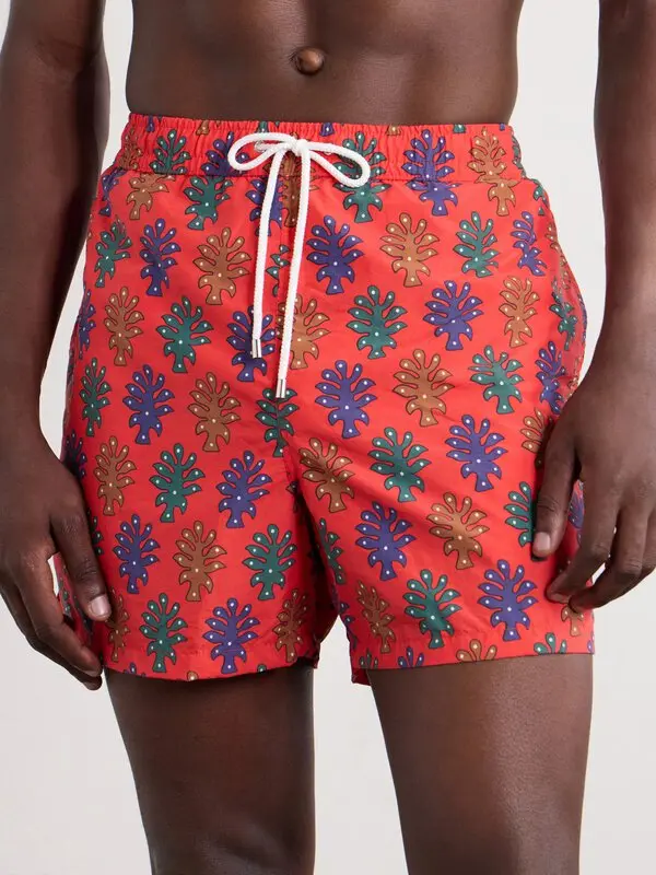 DRAKE'S Straight-leg Mid-length Printed Swim Shorts