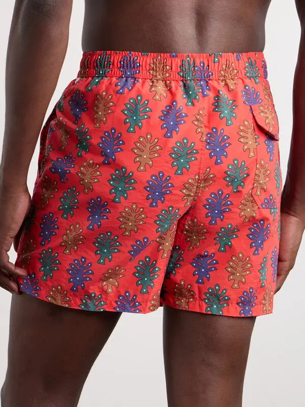 DRAKE'S Straight-leg Mid-length Printed Swim Shorts