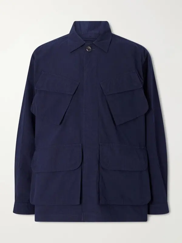 DRAKE'S Jungle Cotton-ripstop Overshirt - Blue
