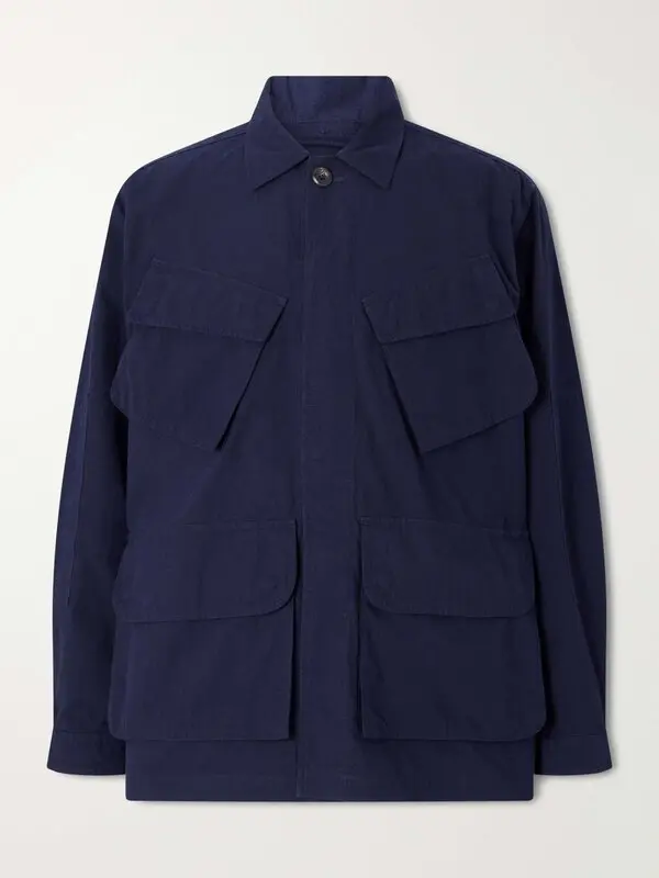 DRAKE'S Jungle Cotton-ripstop Overshirt - Navy