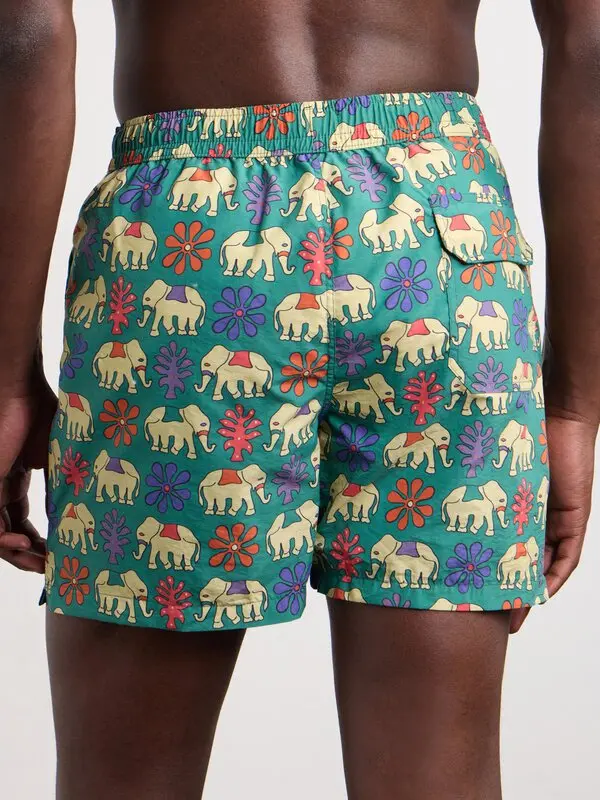 DRAKE'S Straight-leg Mid-length Printed Swim Shorts