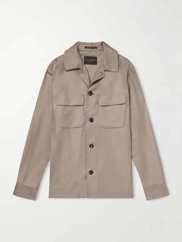 SLOWEAR Wool And Silk-blend Overshirt - Neutrals