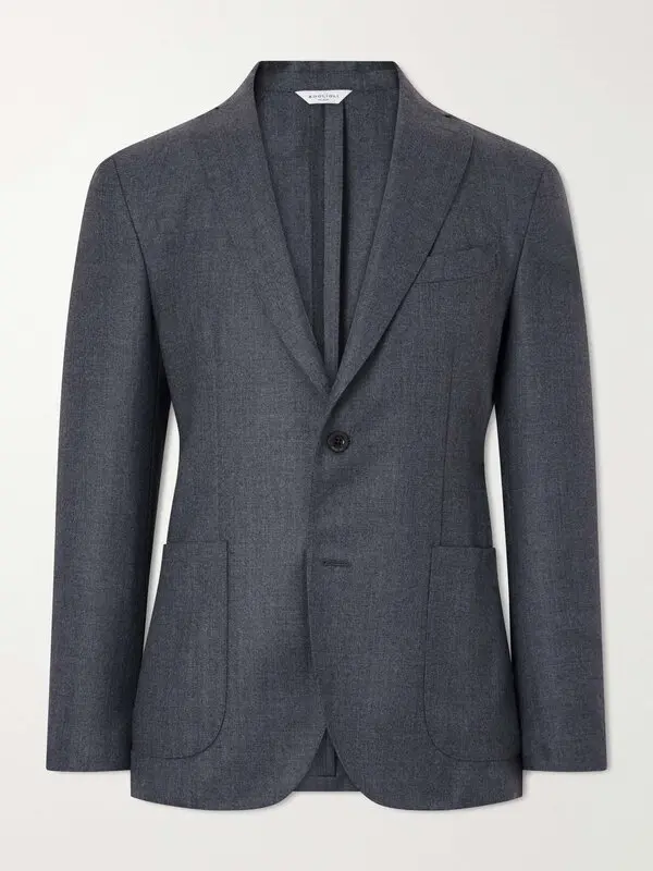Boglioli Double-breasted Herringbone Virgin Wool Blazer - Gray