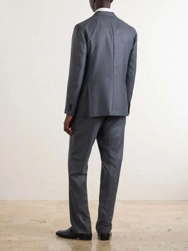 Boglioli Double-breasted Herringbone Virgin Wool Blazer