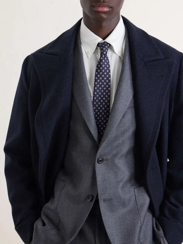 Boglioli Double-breasted Herringbone Virgin Wool Blazer