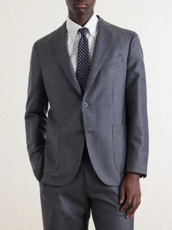 Boglioli Double-breasted Herringbone Virgin Wool Suit Jacket