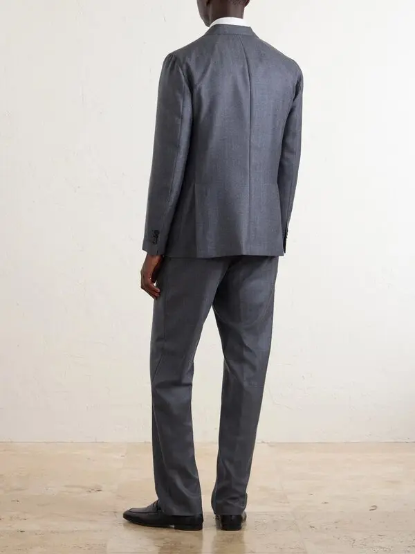 Boglioli Double-breasted Herringbone Virgin Wool Suit Jacket