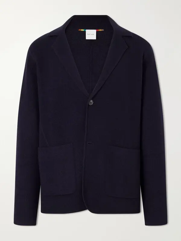 Paul Smith Knitted Merino Wool Blazer - Blue