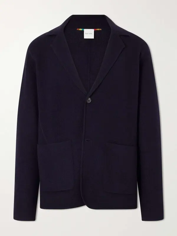 Paul Smith Knitted Merino Wool Blazer - Navy