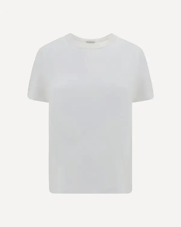 Brunello Cucinelli Cotton T-shirt With Jewel Detail - White