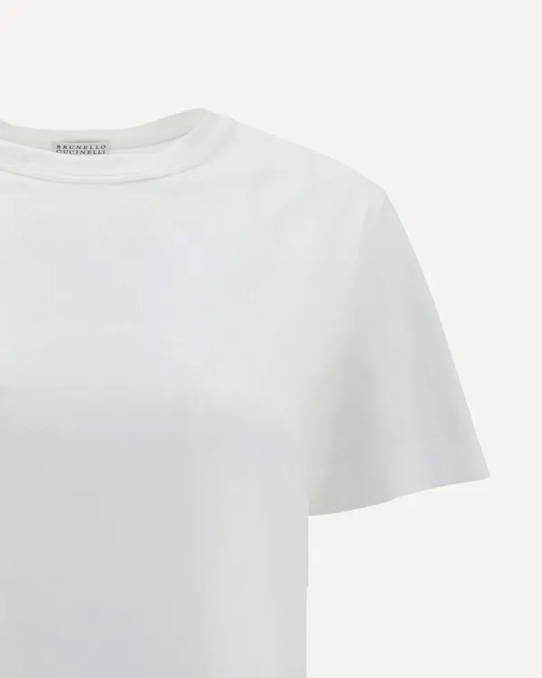 Brunello Cucinelli Cotton T-shirt With Jewel Detail - White