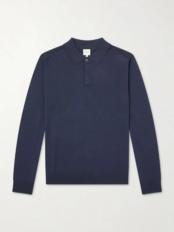 Paul Smith Merino Wool Polo Shirt - Blue