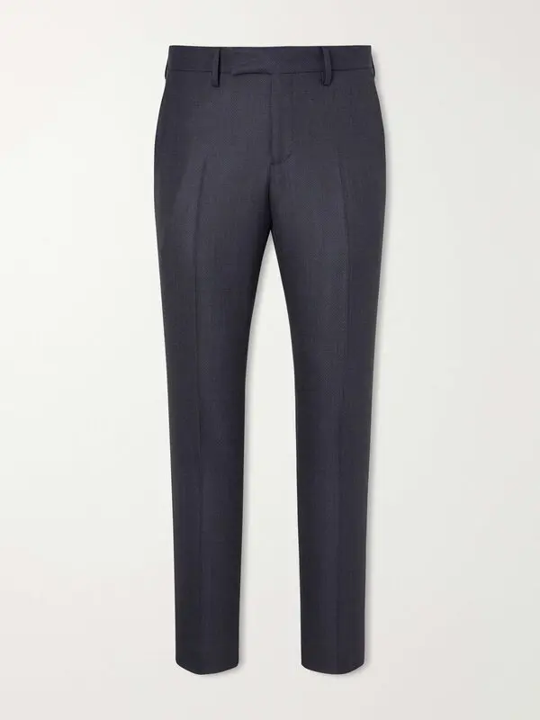 LARDINI Straight-leg Wool Suit Trousers - Navy