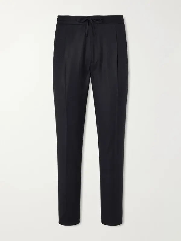 LARDINI Straight-leg Wool And Cashmere-blend Flannel Trousers - Black