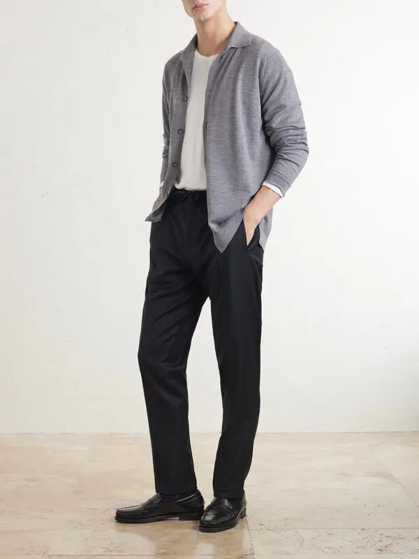 LARDINI Straight-leg Wool And Cashmere-blend Flannel Trousers
