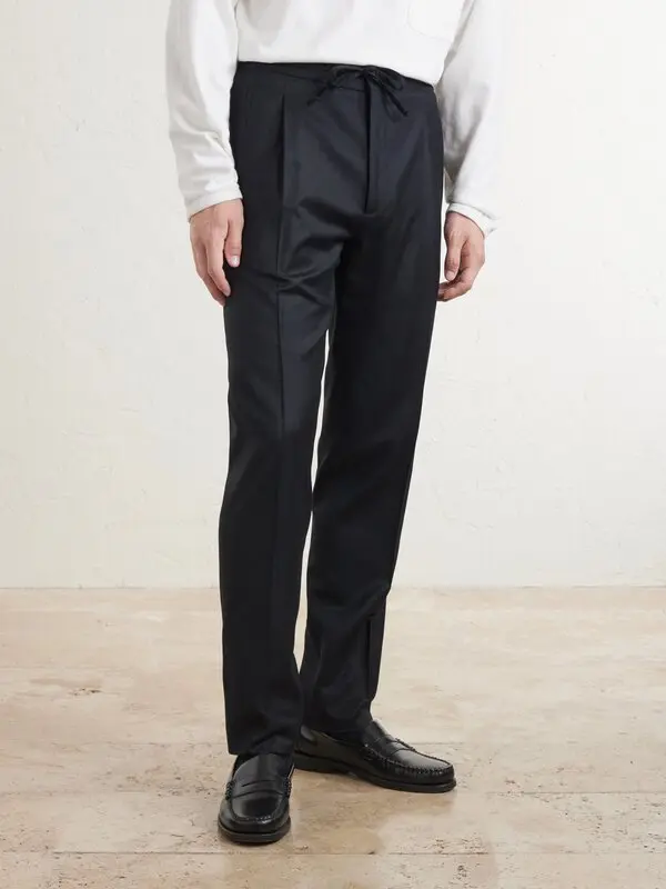 LARDINI Straight-leg Wool And Cashmere-blend Flannel Trousers
