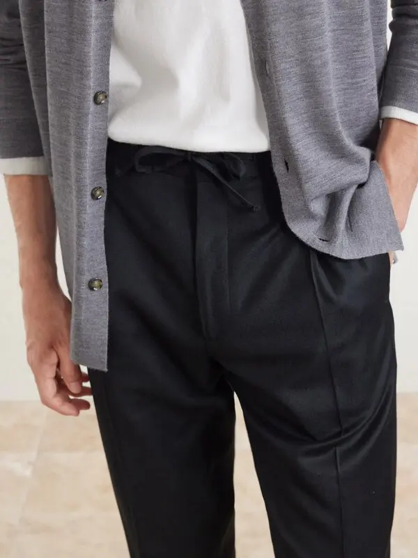 LARDINI Straight-leg Wool And Cashmere-blend Flannel Trousers