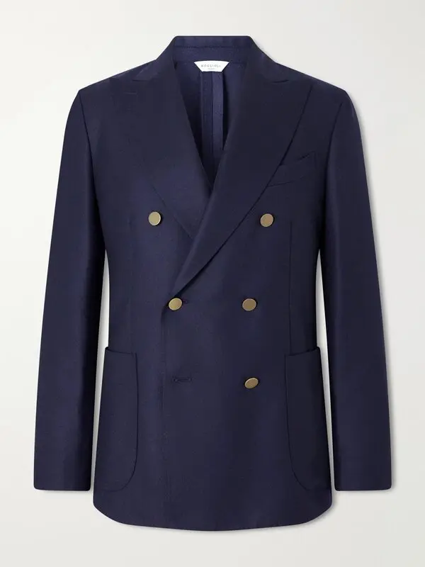 Boglioli Double-breasted Virgin Wool-hopsack Blazer