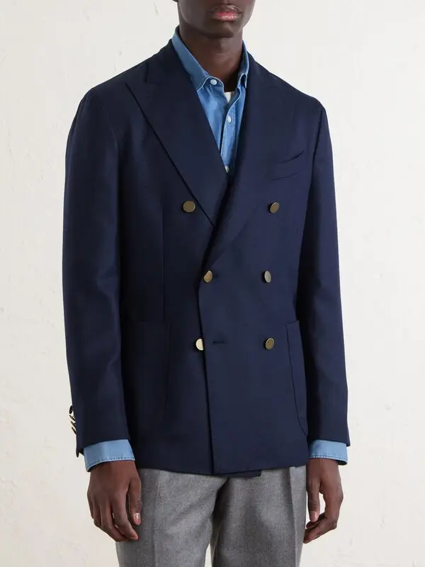 Boglioli Double-breasted Virgin Wool-hopsack Blazer