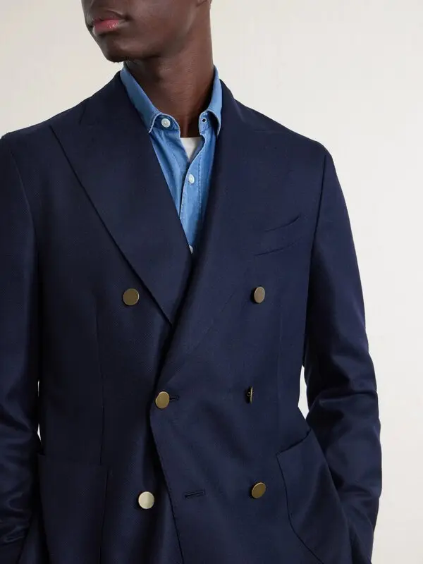 Boglioli Double-breasted Virgin Wool-hopsack Blazer