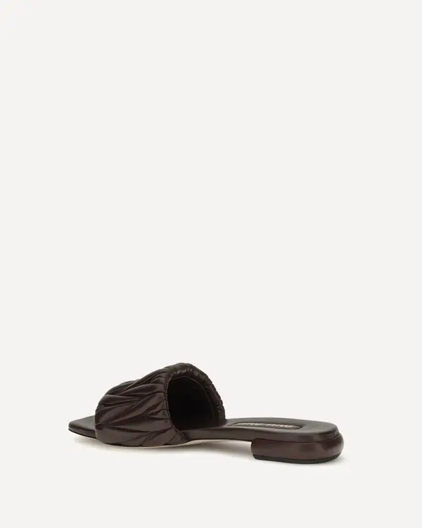 Miu Miu Matelassé Nappa Leather Slides - Brown