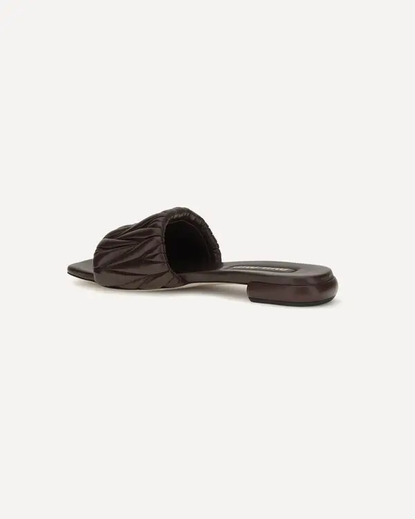 Miu Miu Matelassé Nappa Leather Slides - Brown