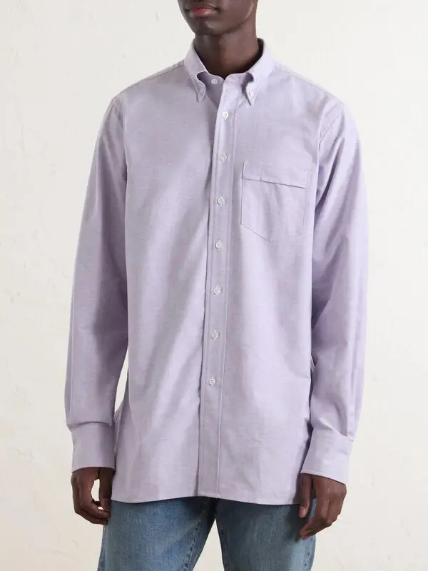 DRAKE'S Button-down Collar Cotton Oxford Shirt